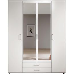 Kleiderschrank Schlafkontor, B:159cm H:196cm T:54cm, weiß, Schlafzimmer, Schränke, "Karl Drehtürenschrank Schlafzimmerschrank mit Spiegel Garderobe",