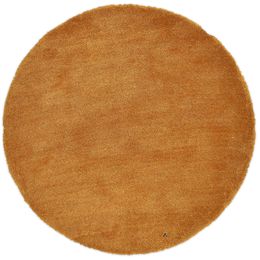 Hochflor-Teppich Tom Tailor HOME, H:25mm &Oslash;:190cm, gold, Polyester, Teppiche, "Shaggy Teppich Cozy", Uni Farben, auch in Pastell Farben, weich &