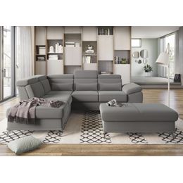 Sit & More Ecksofa SIT & MORE, B:274cm H:87cm T:230cm, grau, 100% Polyester, Wohnzimmer, Sofas, "Cabrio L-Form, B: 274 cm, mit Sitztiefen-, Arm- &