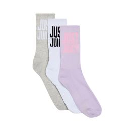 Juicy Couture Damen Socken "CREW SOCK WITH JUST JUICY LOGO 3 PACK Damen"pastel lila, silber marl, weiß, Baumwolle, Elasthan, Polyamid, Socken, Socken