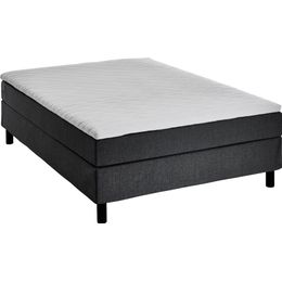 Boxbett, B:120cm L:200cm, grau, ATLANTIC HOME COLLECTION, Bettgestell und seitliche Einfassung der Matratzen: Strukturstoff, 100%