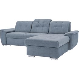 Ecksofa, B:277cm H:92cm T:206cm, blau, exxpo - SOFA FASHION, Wohnzimmer, Sofas, "Derby Inkl. Kopfteilverstellung, wahlw. Bett & Bettkasten, L-Form",