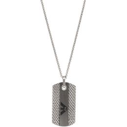 Emporio Armani Damen Kette mit Anhänger "Schmuck Geschenk Edelstahl Halskette Dog Tag", Edelstahl, L: 55 B: 1,8mm, schwarz, Edelstahl, B:1,8mm,