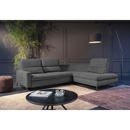 Ecksofa Alina, B:286cm H:127cm T:228cm, grau, Struktur fein TCM (100% Polyester), Wohnzimmer, Sofas, "Louis", Breite 286 cm, R&uuml;ckenlehnenverstellung,