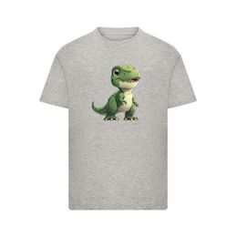 F4NT4STIC M&auml;dchen T-Shirt "S&uuml;&szlig;er gr&uuml;ner Dino", grau, Gr. 122, Obermaterial: 100% Baumwolle, Shirts, Premium Qualit&auml;t