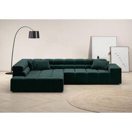 Ecksofa Inosign, B:319cm H:70cm T:215cm, grün, Struktur (85% Polyester, 15% Viskose);Luxus-Microfaser weich (98% Polyester, 2% Nylon);Velours (100%