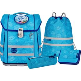 McNeill Kinder Schulranzen "Perfecto, Bubble", blau, Polyester, Rucks&auml;cke, inkl. Federm&auml;ppchen, Turnbeutel, Schlamperrolle & Motivmagnet