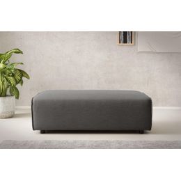 Hocker, B:130cm H:44cm T:62cm, grau, LeGer Home by Lena Gercke, 100% Polyester, Wohnzimmer, Hocker, "PIARA, Polsterhocker mit Kedernaht, Cord,