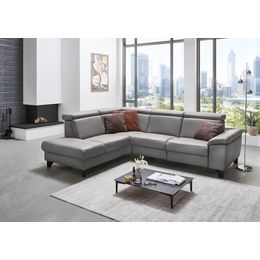 Ecksofa DIE PLANBAR, B:261cm H:80cm T:235cm, grau, Wohnzimmer, Sofas, "PN-EM23166 L-Form", optional mit Kopfteilverstellung und Stauraum