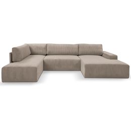 Wohnlandschaft WERK2, B:325cm H:85cm T:190cm, grau, 90% Polyester, 10% Nylon, Sofas, "Rotterdam-U, U-Form, in kuschelweichem Cord oder Breitcord",