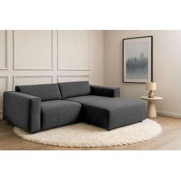 Ecksofa Home Affaire, B:234cm H:71cm T:161cm, grau, 100% Polyester, Wohnzimmer, Sofas, "Noord mit Kedernaht, Breite 234 cm, L-Form", Cord, Struktur,