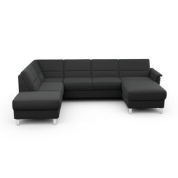 Sit & More Wohnlandschaft SIT & MORE, B:308cm H:89cm T:212cm, schwarz, 100% Polyester, Sofas, "Palmera U-Form, B: 308 cm", optional Bettfunktion & Bettkasten,