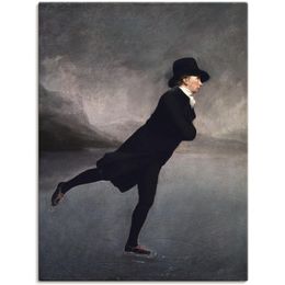 Wandbild Artland, B:30cm H:40cm T:1,8cm, grau, Leinwand, Wohnzimmer, Bilder, "Pfarrer Robert Walker beim Eislaufen", als Leinwandbild, Poster in