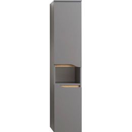 Midischrank SAPHIR, B:30cm H:141cm T:33cm, grau, Badezimmer, Schr&auml;nke, "Quickset Badschrank 30 cm breit, 2 T&uuml;ren, 1 Nische, 2 Einlegeb&ouml;den",