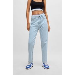 HUGO BLUE Damen Mom-Jeans "Noe"turquoise, aqua 449, Gr. 31, unifarben, Jeans, Obermaterial: 99% Baumwolle, 1% Elasthan, Jeans, Straight Fit Jeans mit