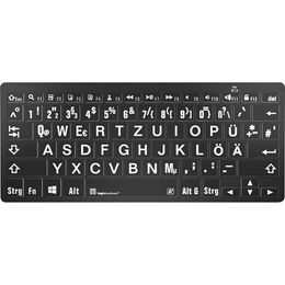 LogicKeyboard Wireless-Tastatur "XL-Print White on Black DE (PC/BT)", B:28,7cm H:2,2cm T:12,1cm, schwarz, Tastaturen