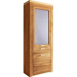 Vitrine, B:82cm H:207cm T:40cm, braun, VOGL M&Ouml;BELFABRIK, Wohnzimmer, Schr&auml;nke, in 2 versch. Breiten, mit viel Stauraum, teilmassiv