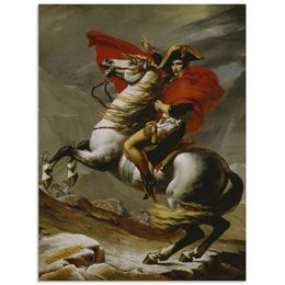 Glasbild Artland, B:60cm H:80cm, braun, Glas, Küche, Bilder, "Napoleon bei der Überquerung der Alpen.", in verschiedenen Größen