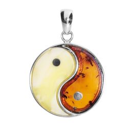 OSTSEE-SCHMUCK Damen Kettenanh&auml;nger "OSTSEE-SCHMUCK Anh&auml;nger Yin & Yang Anh&auml;nger Yin & Yang", 33x23mm, Silber 925 (Sterlingsilber), 4,3 g, wei&szlig;,