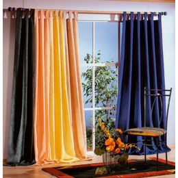 Weckbrodt-Gardinen Vorhang WECKBRODT, B:125cm H:225cm, blau, Baumwolle, Polyester, Wohnzimmer, Gardinen, "Dortmund", Marmor-Optik, blickdicht, einfarbig, Gardine, Store