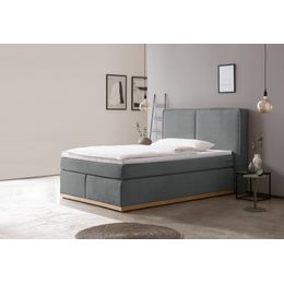 Boxspringbett Home Affaire, B:155cm L:212cm, grau, 100% Polyester, Jugendzimmer, Komplettbetten, "SHERWOOD Cord Hotelbett, Polsterbett Premiumbett