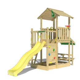 Jungle Gym Jungen Spielturm "Keep", gelb, Holzwerkstoff, B:419cm H:307cm T:181cm, Spieltürme, Spielanlage mit Mini Market und Rutsche mit