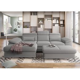 Sit & More Ecksofa SIT & MORE, B:295cm H:87cm T:180cm, grau, 100% Polyester, Wohnzimmer, Sofas, "Cabrio L-Form, B: 295 cm, mit Sitztiefen-, Arm- &