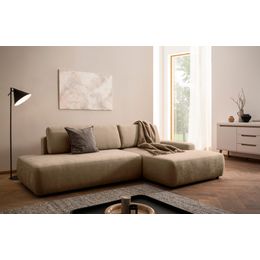 Ecksofa Home Affaire, B:276cm H:82cm T:164cm, braun, 100% Polyester, Wohnzimmer, Sofas, "TORGE, Schlafsofa Cord, Samtvelours u. Strukur fein, Couch