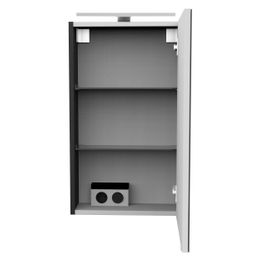 Spiegelschrank Fackelmann, B:40cm H:68cm T:15,3cm, schwarz, Glas, Badezimmer, Schr&auml;nke, "SBC", Aufsatzleuchte, Schalter und Steckdose, Breite 40cm,