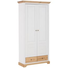 Garderobenschrank Home Affaire, B:94cm H:183cm T:39cm, wei&szlig;, Massivholz, Flur, Schr&auml;nke, "Ayanna", Breite 94 cm, 2-t&uuml;rig, aus massiver Kiefer, FSC