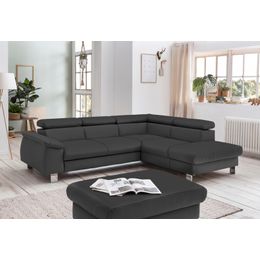Ecksofa COTTA, B:249cm H:72cm, schwarz, Microfaser PRIMABELLE (100% Polyester);Kunstleder SOFTLUX;Feinstruktur (100% Polyester);Kunstleder