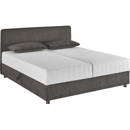 Bett, B:162cm H:97cm L:210cm, grau, ATLANTIC HOME COLLECTION, Schlafzimmer, Betten, "Corinna", Boxbett inkl. Stauraum, Cord, erh&auml;ltlich in