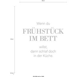 Wanddekoobjekt queence, B:30cm H:45cm T:0,1cm, rot, Stahl, Wanddekoobjekte, "FR&Uuml;HST&Uuml;CK IM BETT", Stahlschild, Blechschild, Spruch, Witzig, Wanddeko,