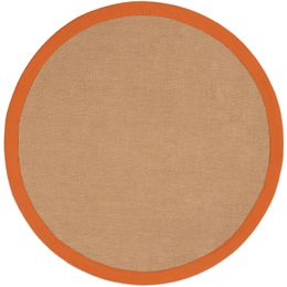 Sisalteppich CarpetFine, H:5mm &Oslash;:120cm, orange, Sisal, Teppiche, "Sisal", mit farbiger Bord&uuml;re, Anti-Rutsch R&uuml;ckseite