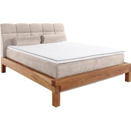 Boxspringbett Home Affaire, B:179cm L:231cm, beige, Polyester, Komplettbetten, "Villads", Liegefl&auml;che: 160/200 cm aus Balkeneiche,