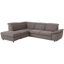 Ecksofa Home Affaire, B:276cm T:232cm, grau, Struktur fein (100% Polyester);Luxus-Microfaser Lederoptik (100% Polyester);Soft clean (98% Polyester,