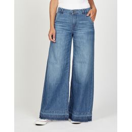 Gang Damen Weite Jeans "94MONA", blau, Gr. 26, Denim/Jeans, Obermaterial: 100% Baumwolle, Jeans, mit weitem Bein und offenen Saumabschluss