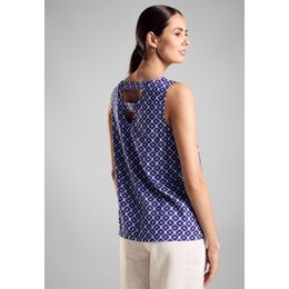 Street One Damen Blusentop, blau, Gr. 46, bedruckt, Stoff, 100% Viskose, Blusen, aus softer Viskose