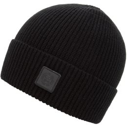 Chillouts Damen Beanie "Karl Hat", schwarz, unifarben, Rippstrick, Obermaterial: 100% Baumwolle, M&uuml;tzen, Einheitsgr&ouml;&szlig;e, flexibel ca. 53-62 cm,