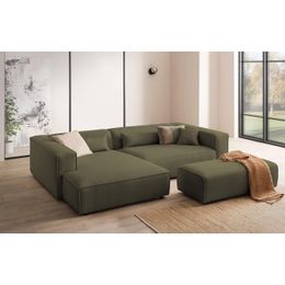 Ecksofa, B:288cm H:66cm T:198cm, grün, LeGer Home by Lena Gercke, 100% Polyester, Wohnzimmer, Sofas, "PIARA XXL, L-Form, Schlaffunktion, Cord,