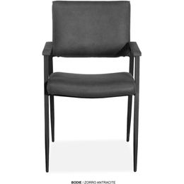 Esszimmerstuhl OMG DESIGN, B:46cm H:89,5cm T:64,5cm, grau, Polyester, St&uuml;hle, "Bodie", bequemer Armlehnenstuhl, pflegeleichter Bezug
