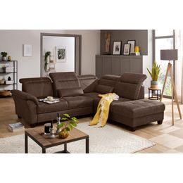 Ecksofa Home Affaire, B:260cm H:104cm T:235cm, braun, Luxus-Microfaser Lederoptik (100% Polyester);Struktur (100% Polyester);Luxus-Microfaser ALTARA