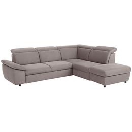 Ecksofa Home Affaire, B:276cm T:232cm, grau, Struktur fein (100% Polyester);Luxus-Microfaser Lederoptik (100% Polyester);Soft clean (98% Polyester,