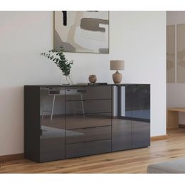 Kombikommode Rauch, B:200cm H:100cm T:42cm, grau, Holzwerkstoff, Schlafzimmer, Sideboards, "Kommode T&uuml;rkommode Sideboard Kombikommode FLIPP mit