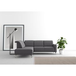 Sit & More Ecksofa SIT & MORE, B:249cm H:84cm T:205cm, braun, Wohnzimmer, Sofas, "Leinwandbild Küstenbilder Querformat", wahlweise mit Kopfteilverstellung und