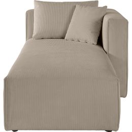 Ottomane Home Affaire, B:100cm H:75cm T:182cm, beige, Struktur Hahnentritt (67% Polypropylen 33% Polyester);Fellimitat (100% Polyester);Samtcord (92%