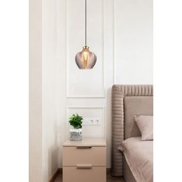 Globo LIGHTING H&auml;ngeleuchte "JESSICA", &Oslash; 25cm H: 120cm, 1 Stk., gold, Wohnzimmer, Leuchten, H&auml;ngelampe Esszimmer-Leuchte Esstischleuchte Wohnzimmer