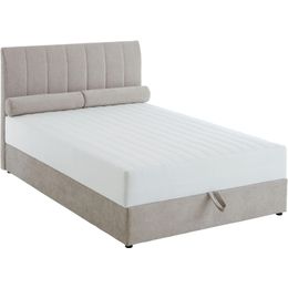 Boxbett, L:211cm, beige, ATLANTIC HOME COLLECTION, 100% PES, Komplettbetten, "ALISIA", mit Taschenfederkern, Bettkasten und Kissenrolle im