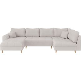 Wohnlandschaft Home Affaire, B:310cm H:81cm T:161cm, beige, 92% Polyester, 8% Nylon, Sofas, "CHARRE U-Form mit Ottomane, Ma&szlig;e B/T/H: 310/161/81 cm",