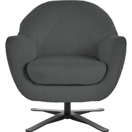 Drehsessel Andas, B:83cm H:85cm T:80cm, grau, 95% Polyester 5% Polyacryl, Wohnzimmer, Sessel, "Stavre, Loungesessel mit Drehfunktion", in moderner